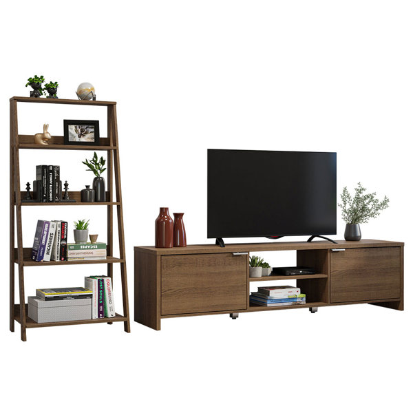 Latitude Run TV Stand with Storage 80" + Ladder Shelf Standing Bookcase - Wayfair Canada
